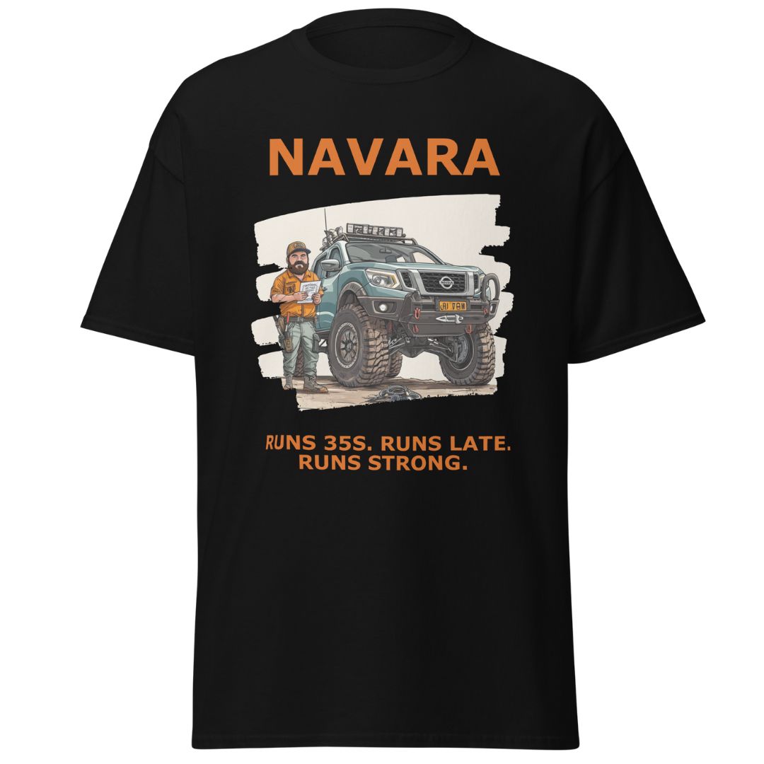 Funny Navara T-Shirt – 35s. No Rego. No Regrets. | CA4WD